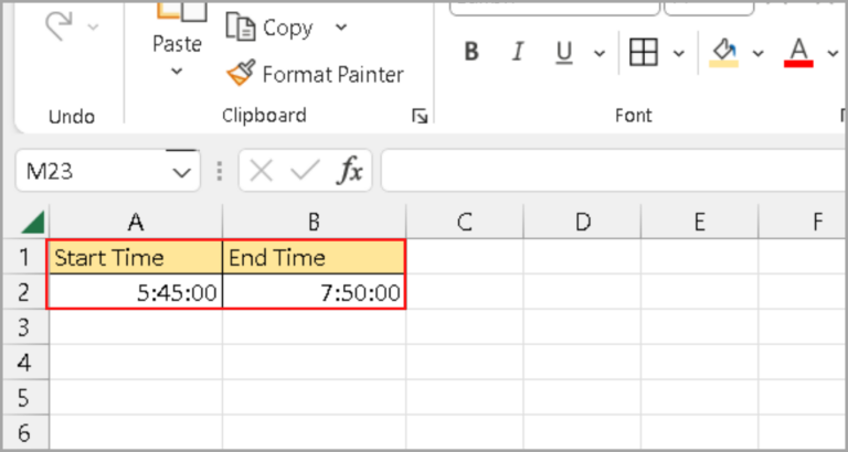 Calculating the Time Difference Between Two Times in Excel
