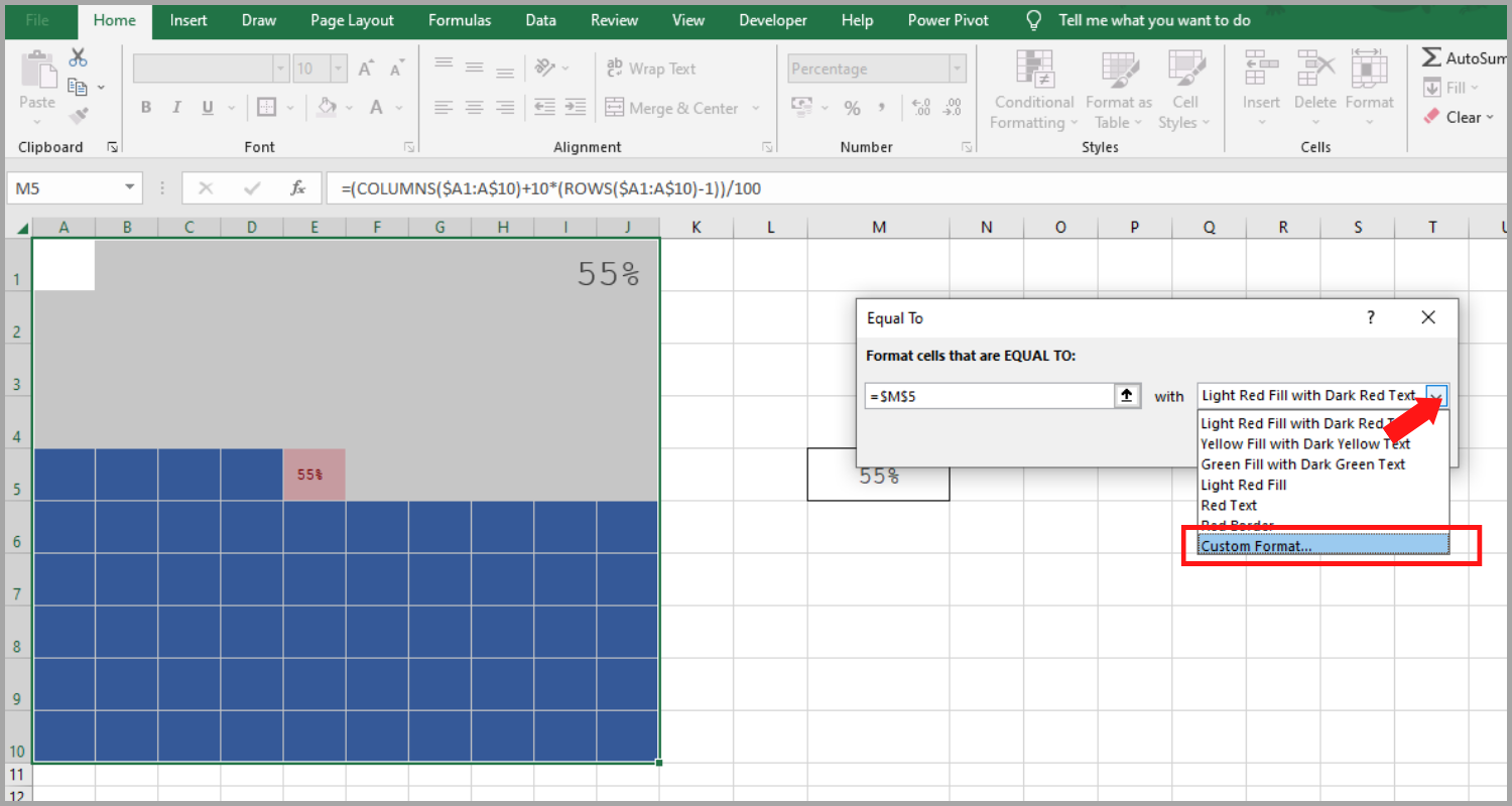 Creating a Waffle Chart in Excel