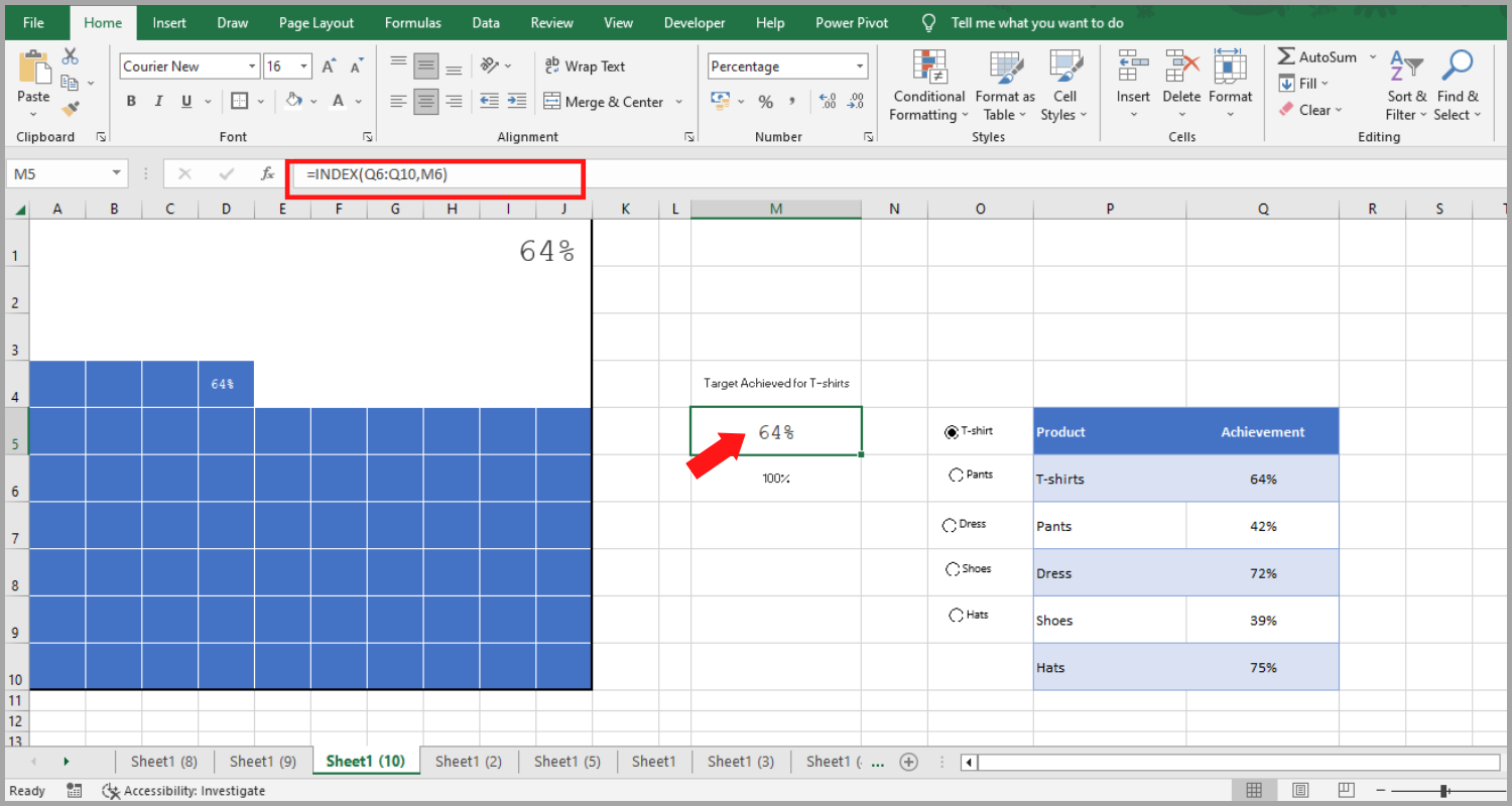 Creating a Waffle Chart in Excel