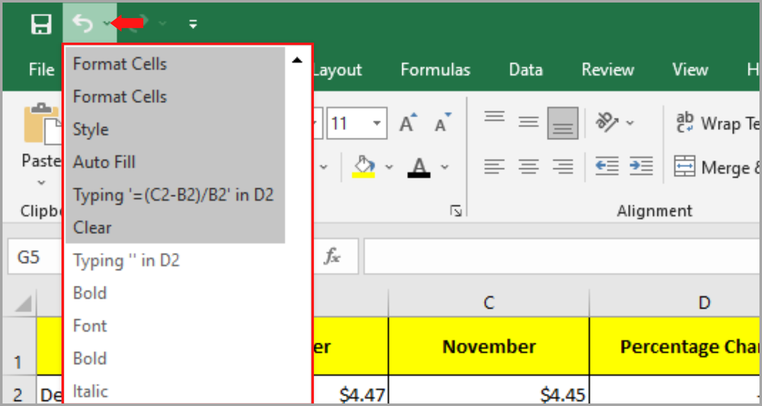 Two (2) Easy Ways of Using Undo in Excel - FundsNet