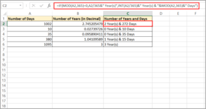 Converting Days to Years in Excel Using Simple Formulas