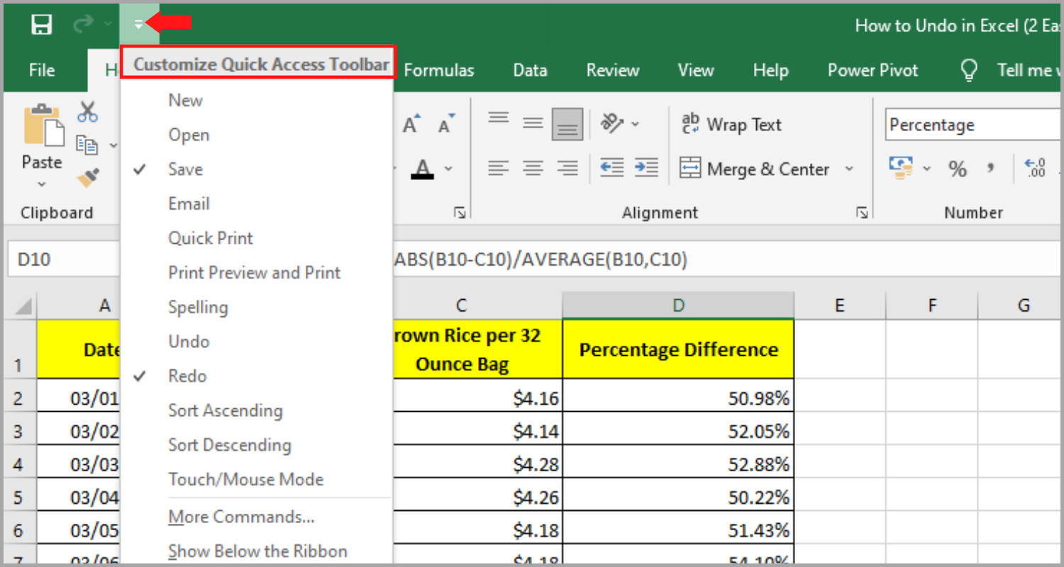 Two (2) Easy Ways of Using Undo in Excel - FundsNet