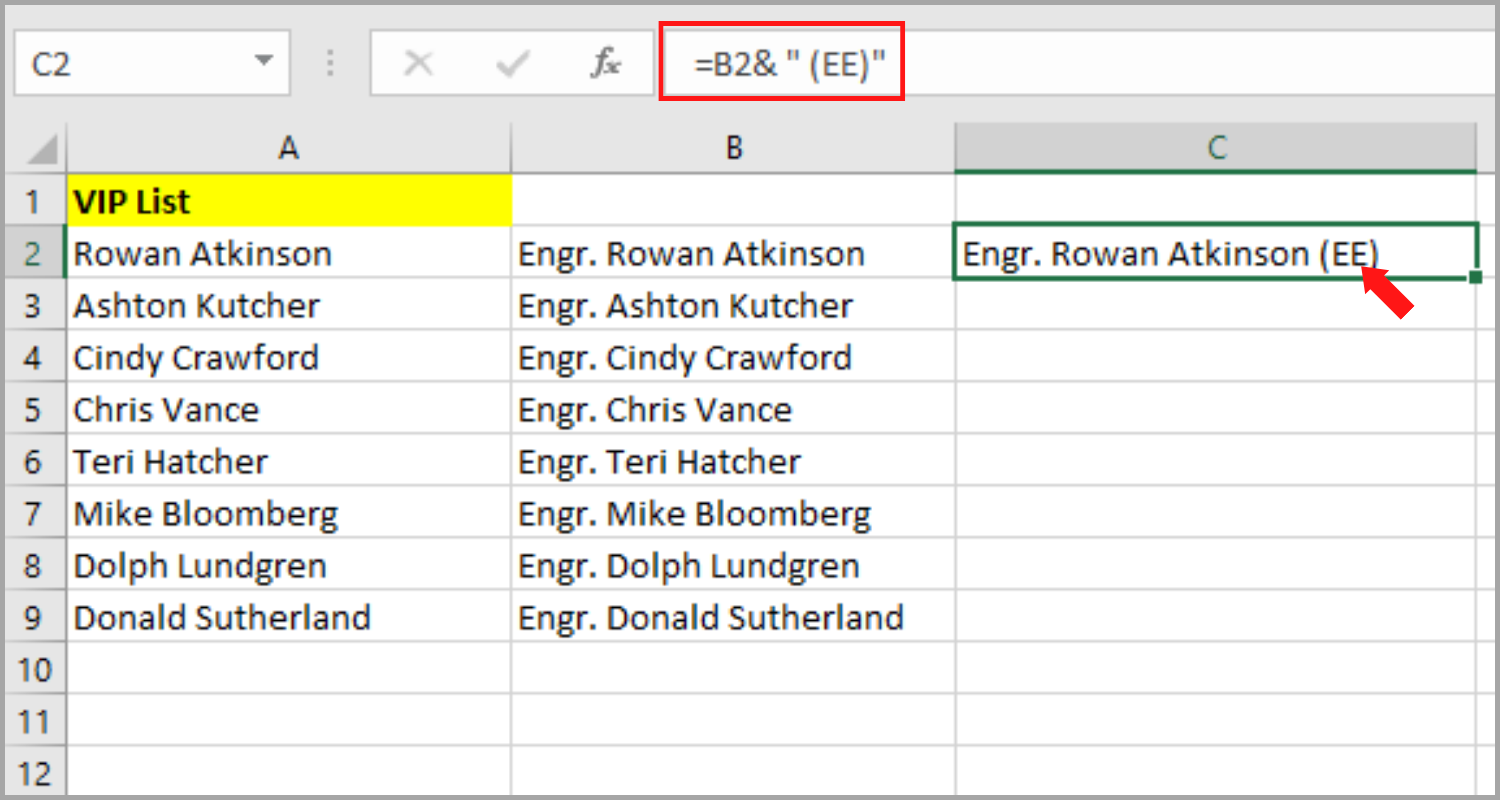 Adding Text to The Beginning or End of All Cells in Excel