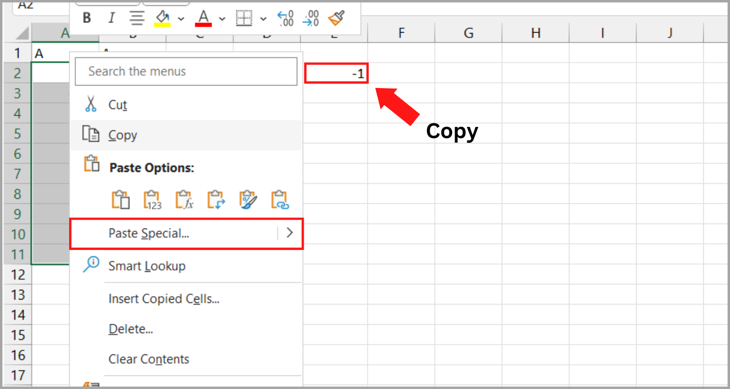 Converting Negative Values to Positive Values in Excel
