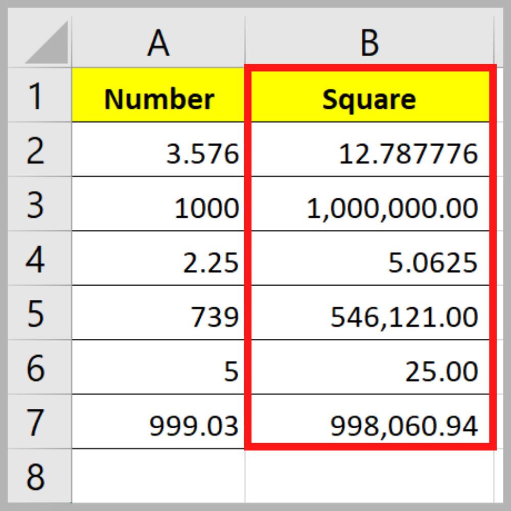 An Easy Guide to Square a Number in Excel