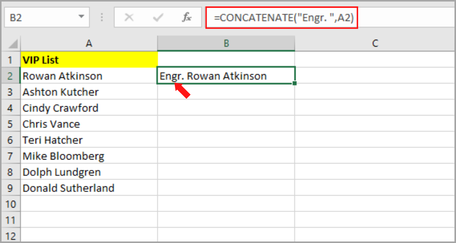Adding Text to The Beginning or End of All Cells in Excel