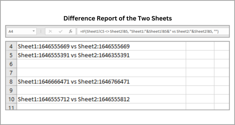 Comparing Two Excel Documents to Identify Differences