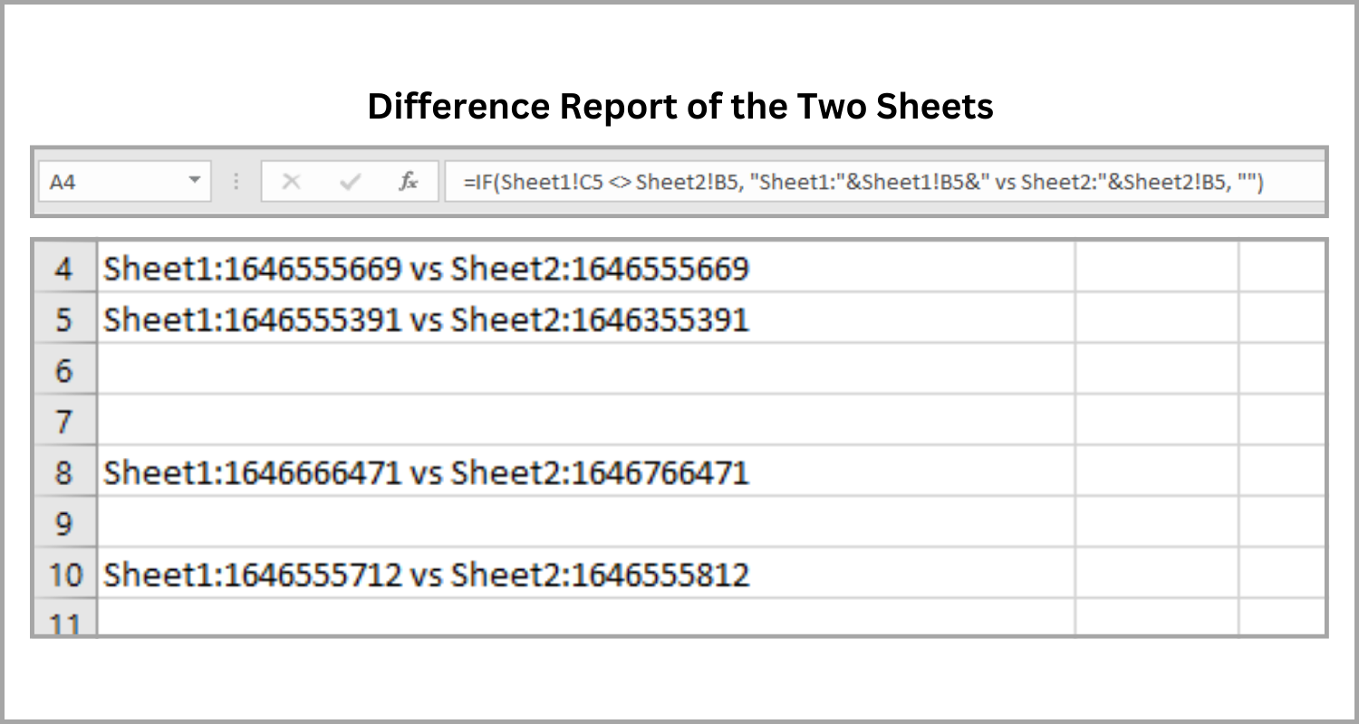 Comparing Two Excel Documents to Identify Differences
