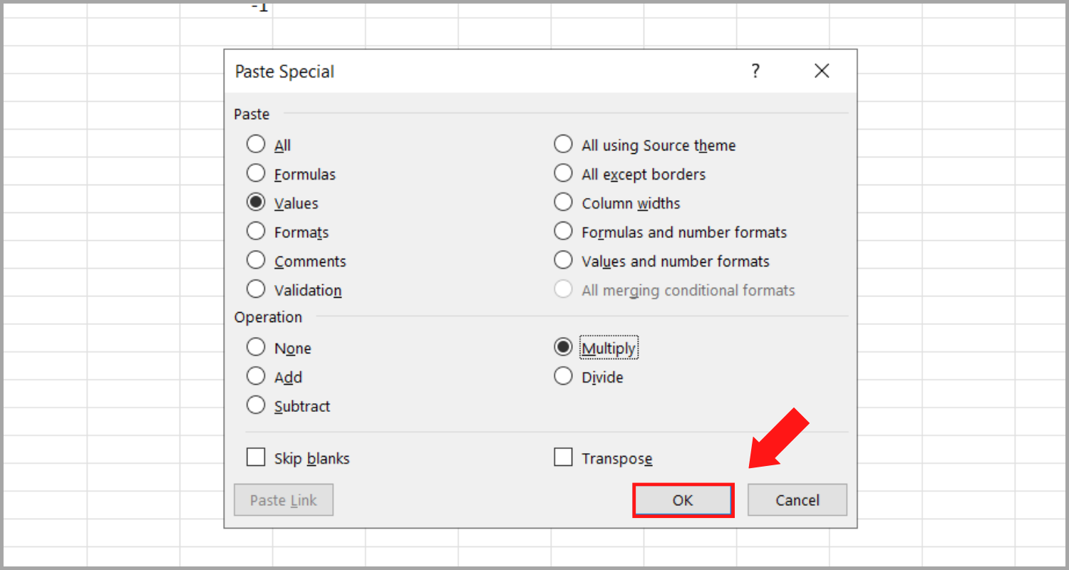 Converting Negative Values to Positive Values in Excel