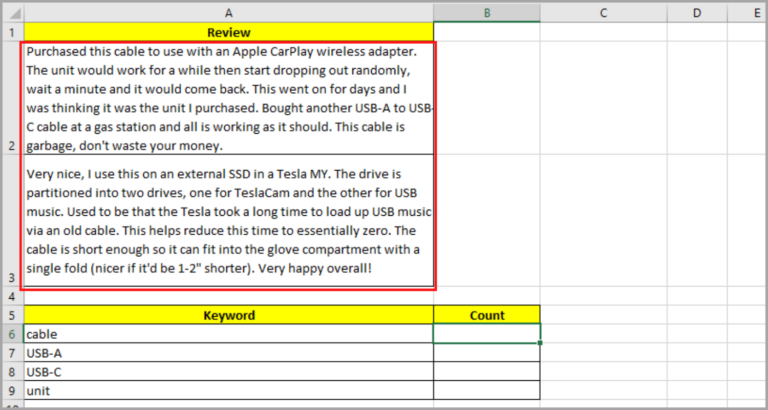 Easy Steps on How to Count The Repetition of a Word/s in Excel