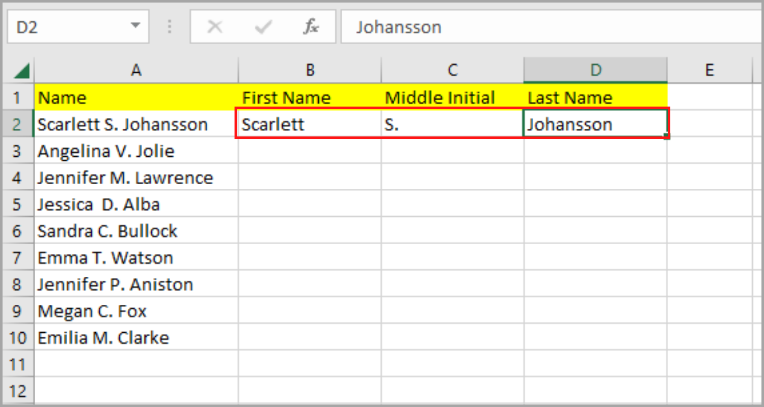 How To Separate Names In Excel 5 Methods Of Splitting Names