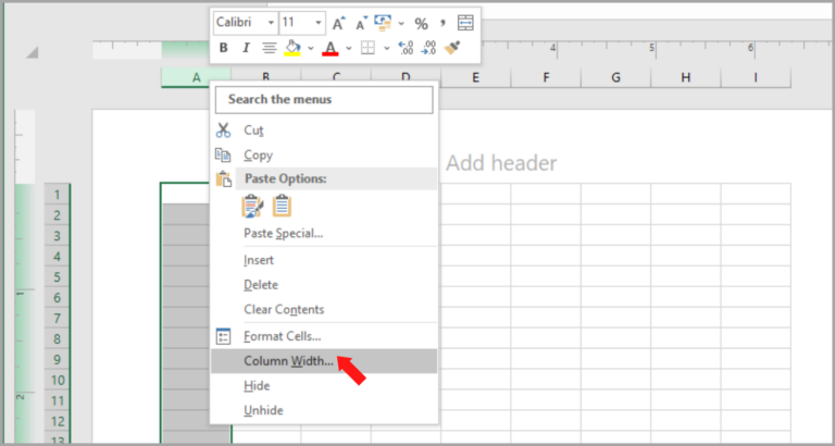 Setting Column Width in Inches or Centimeters in Microsoft Excel