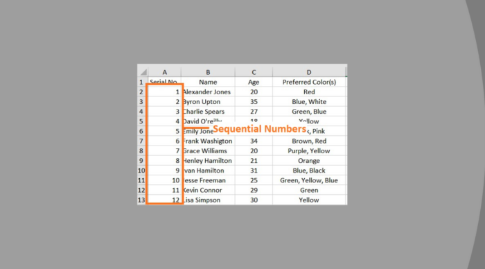 Excel Not Sequencing Numbers
