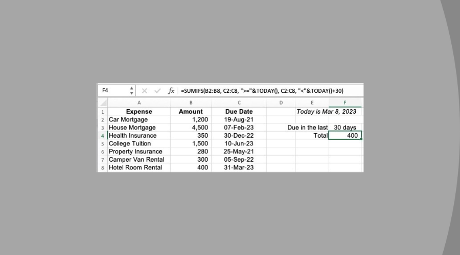 Excel SUMIF Formula Between 2 Dates Using Date Range Criteria