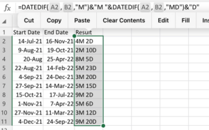 Calculate the Number of Months Between Two Dates in Excel