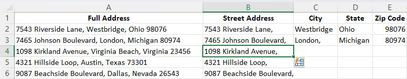 How To Separate Addresses in Excel