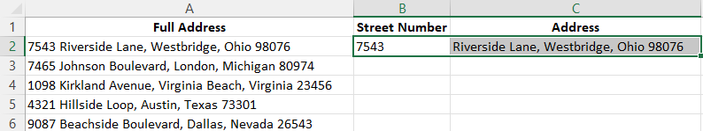How To Separate Addresses in Excel