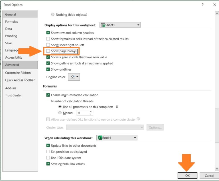 Removing Dotted Lines in Excel