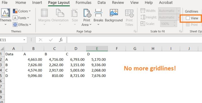 Removing Dotted Lines in Excel