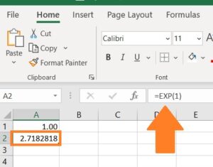 Using e (Euler's Number) in Excel