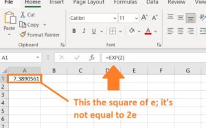 Using e (Euler's Number) in Excel