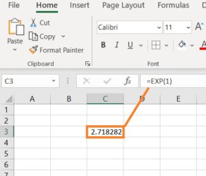 Using e (Euler's Number) in Excel
