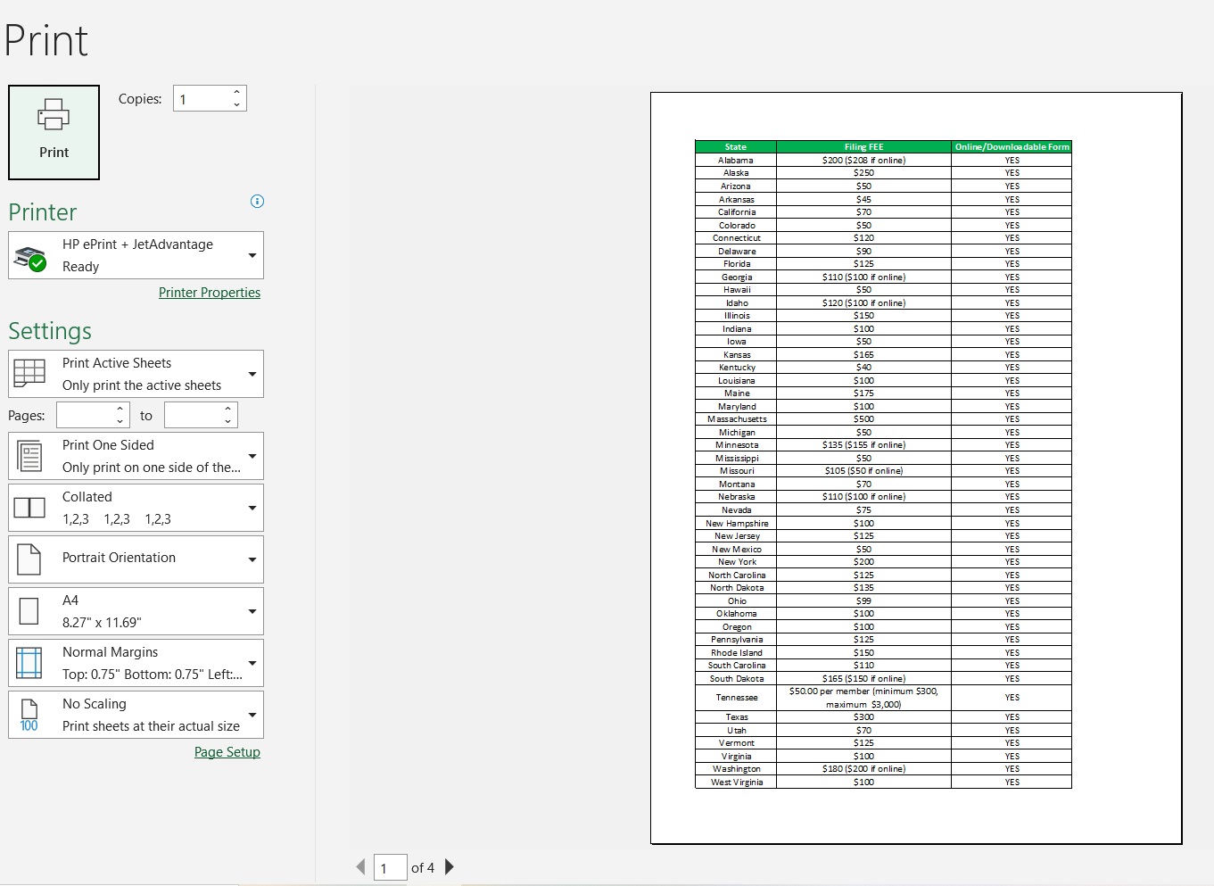 Print Entire Sheet On One Page Using The Fit To Page Feature 