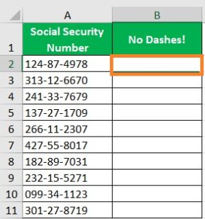 Remove Dashes (-) in Excel