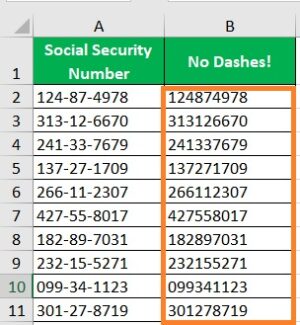 Remove Dashes (-) in Excel