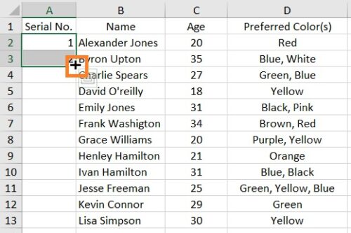Enter Sequential Numbers in Excel